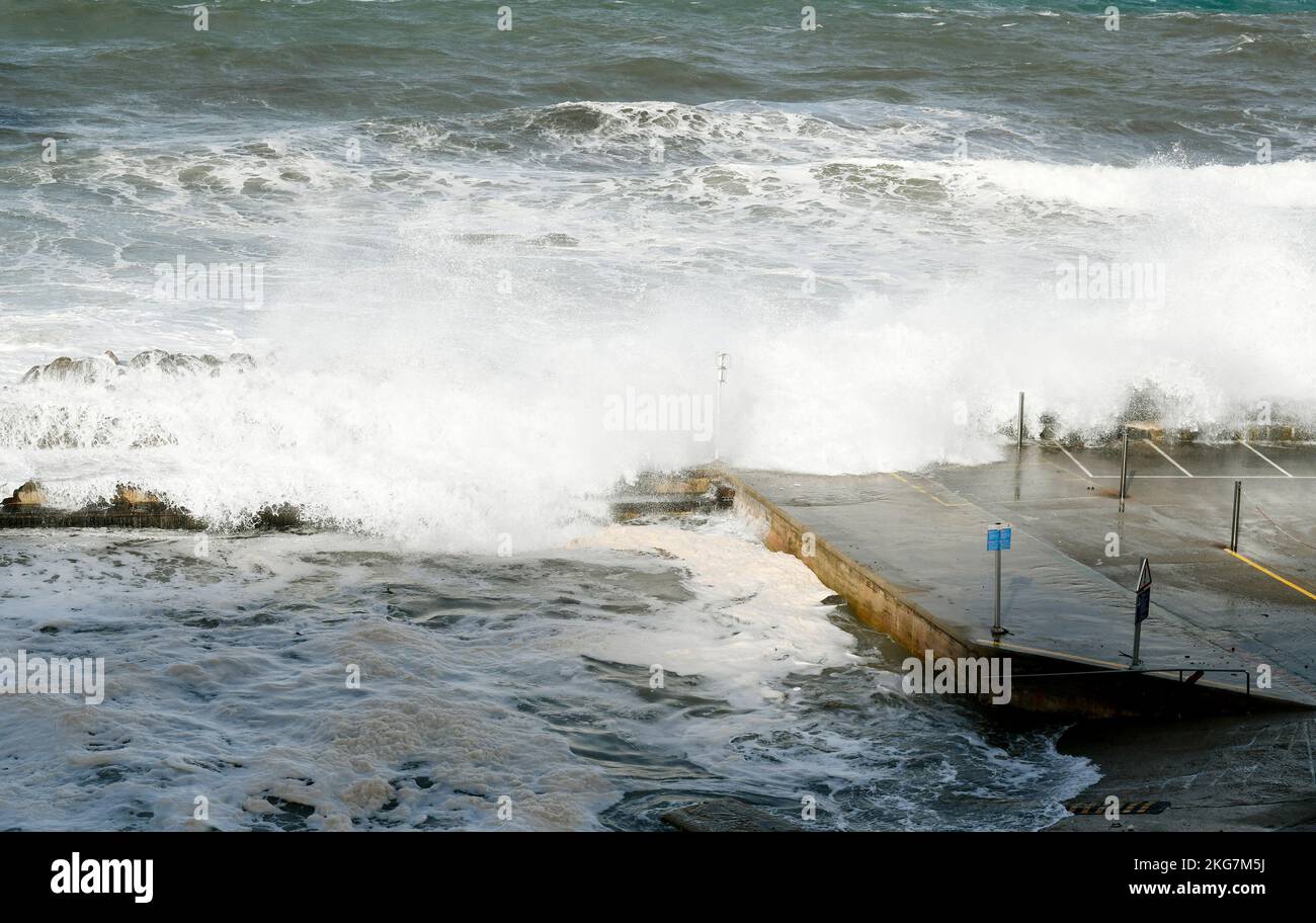 Storm and wind at the port of Valldemossa, in the Serra de Tramuntana ...