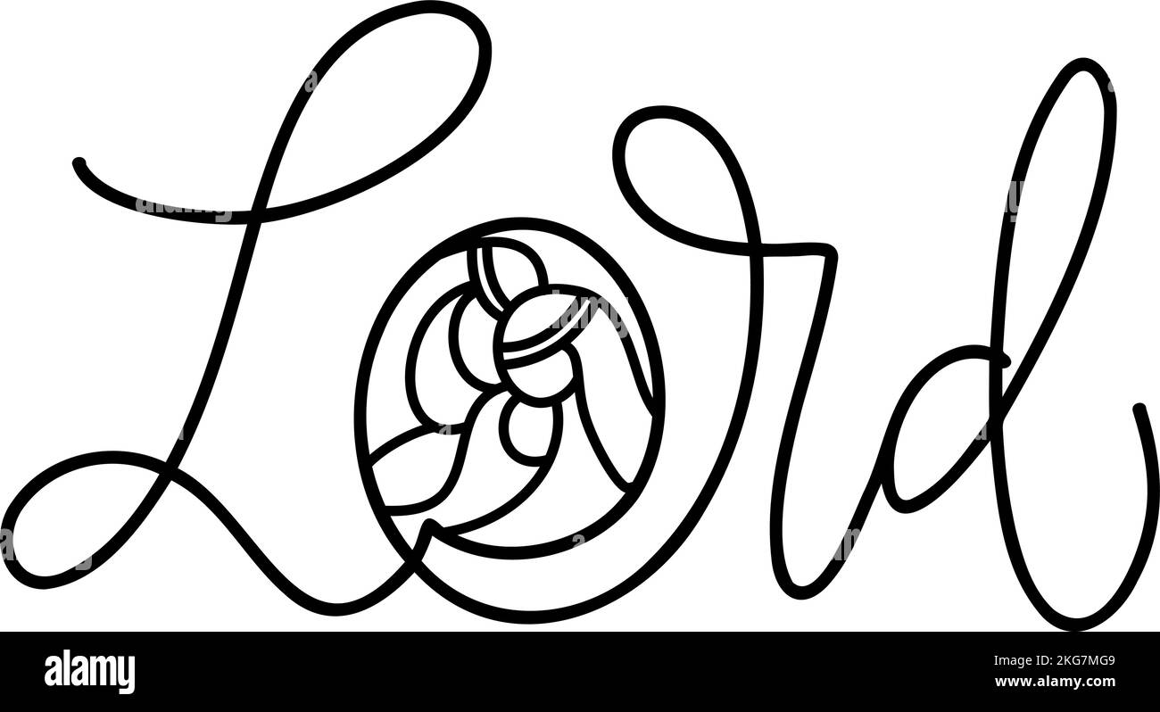 Lord monoline calligraphy text and Christmas Vector religious Nativity ...