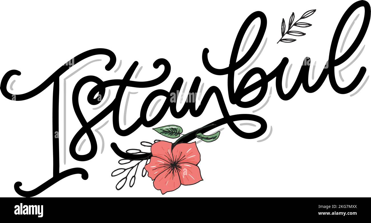 Istanbul. Hand lettering. Vector logo of Istanbul in black color with ...