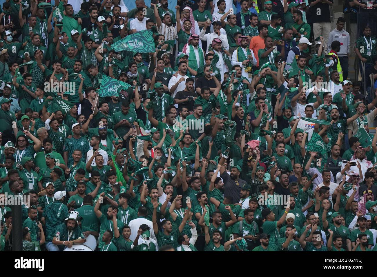 Lusail, Qatar. 22nd Nov, 2022. Saudi Arabia fans during the Qatar 2022 ...