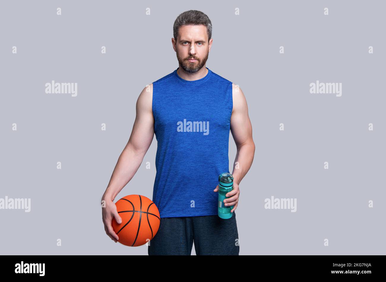 photo of sport man basketball player with water bottle. sport man ...