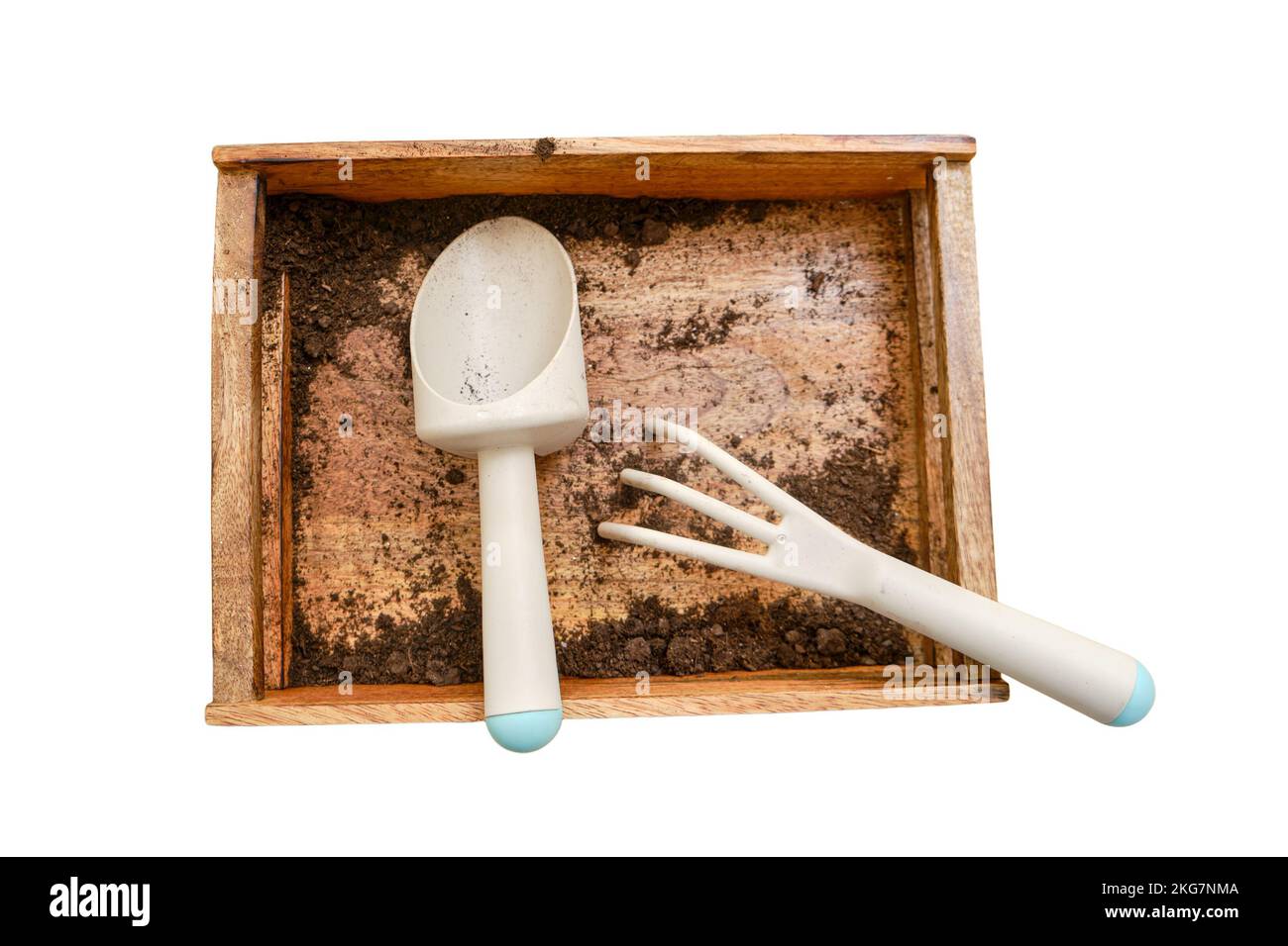 Tools for working with soil in the home garden and plant care, isolated ...