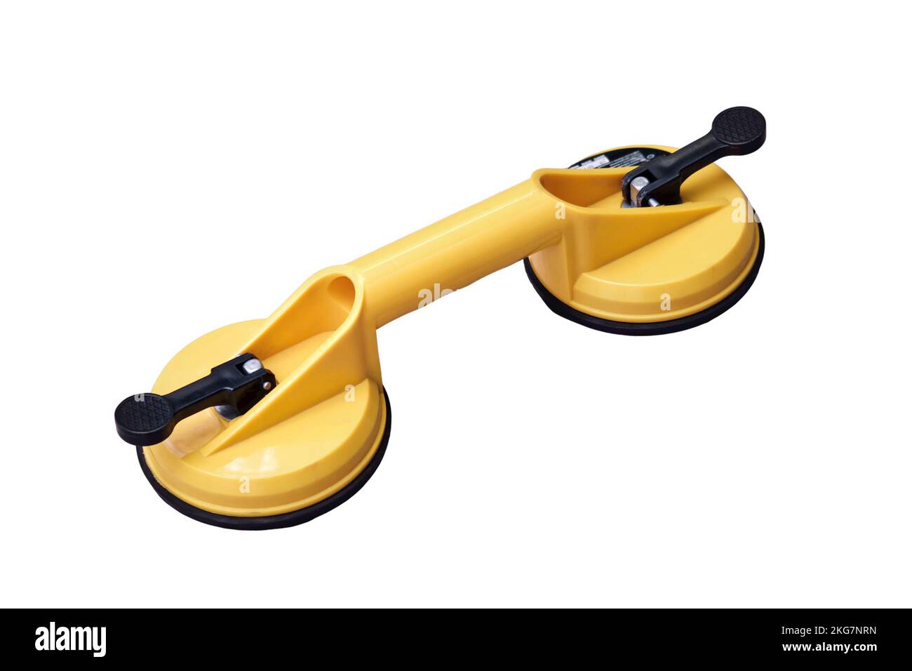 Yellow handheld device with vacuum suction cups for lifting floor ...