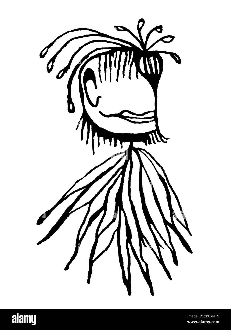 Side view funny weird monster black and white illustration Stock Photo ...