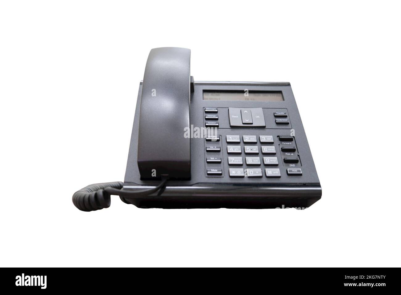 Landline ip phone stands in the office, isolated on a white background ...