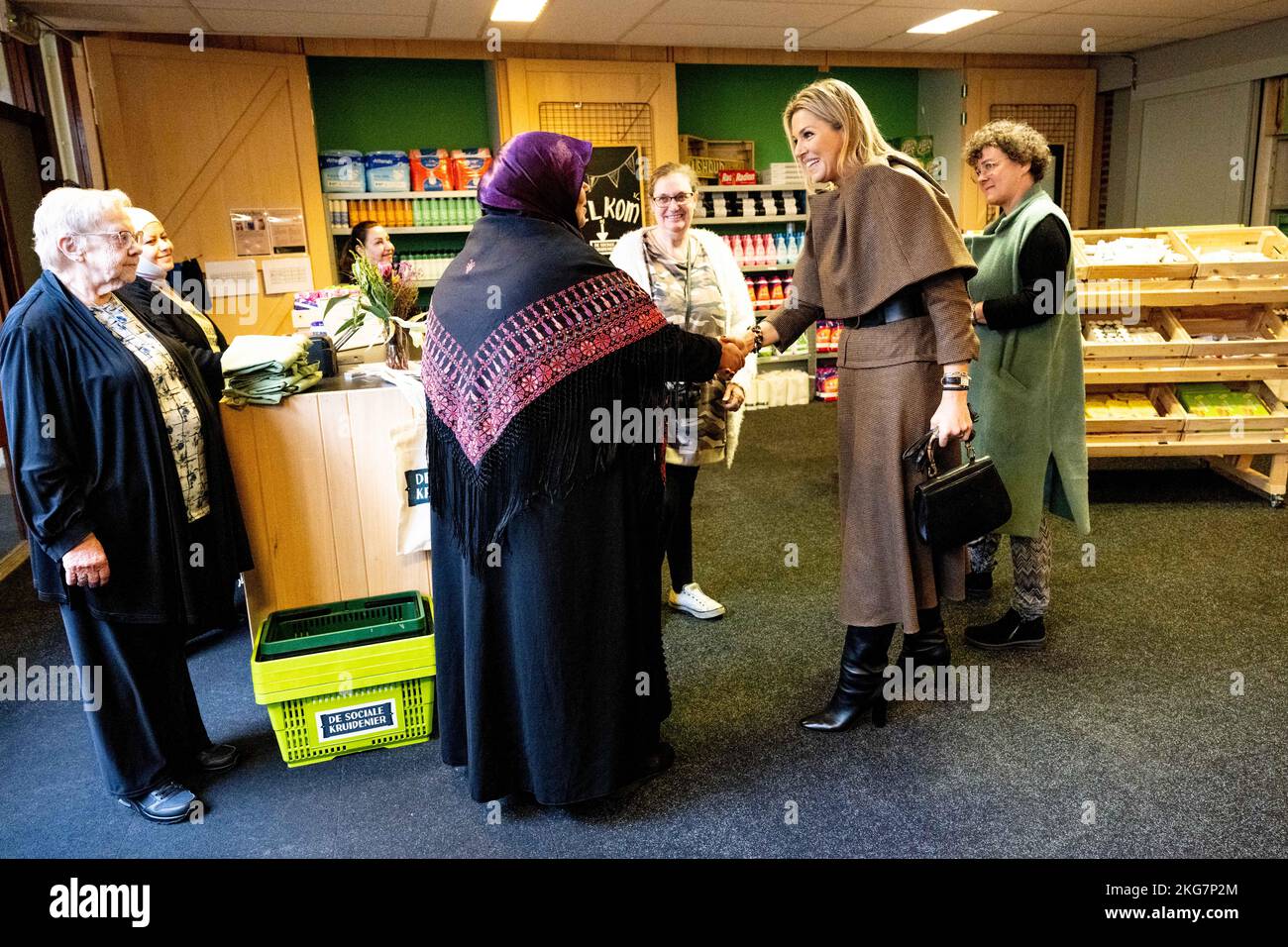 Queen Maxima during a working visit to Sociale Kruidenier, a social ...