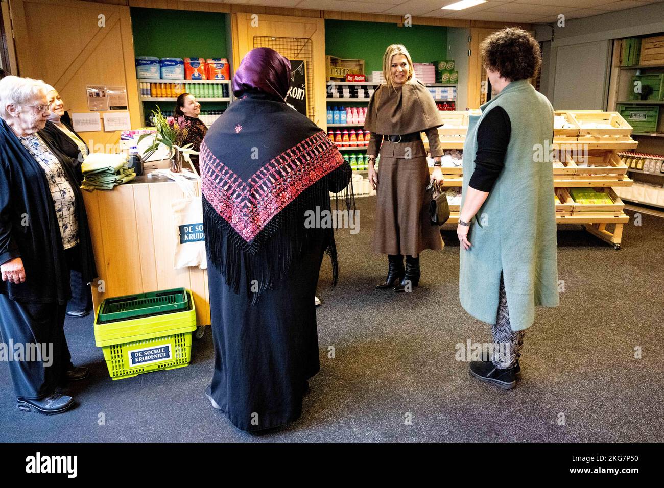 Queen Maxima during a working visit to Sociale Kruidenier, a social ...
