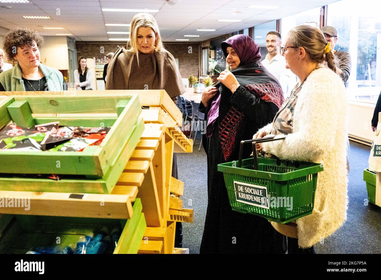 Queen Maxima during a working visit to Sociale Kruidenier, a social ...