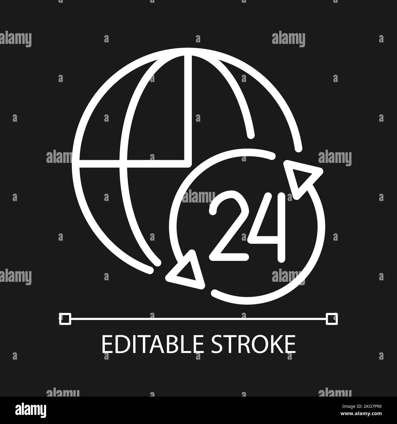 Nonstop worldwide support service pixel perfect white linear icon for ...