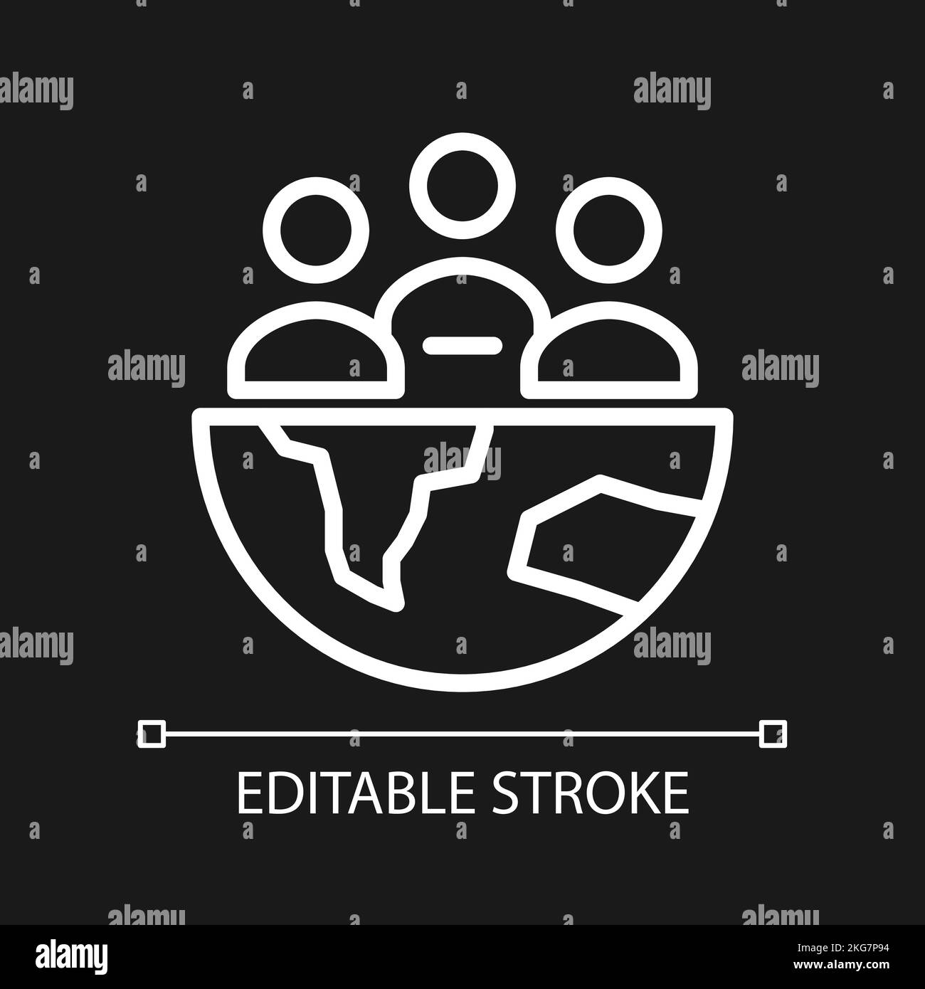 World population pixel perfect white linear icon for dark theme Stock ...