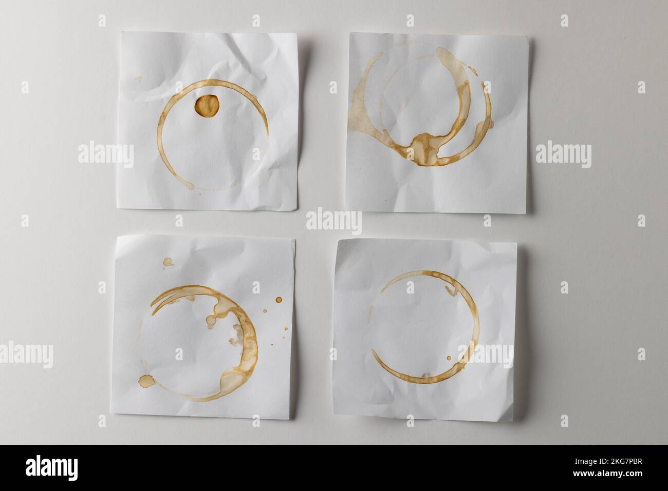 White stained memo notes with copy space on white background Stock ...