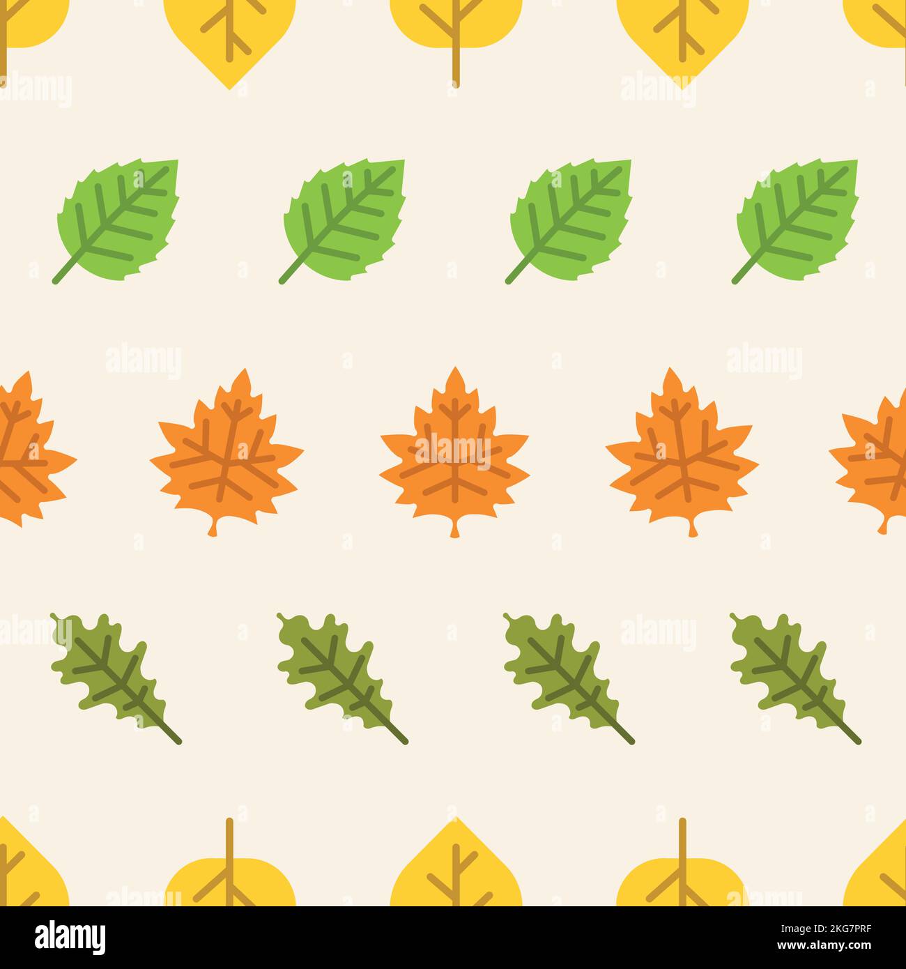 Vector Green and Yellow autumn leaves repeat pattern background Stock ...