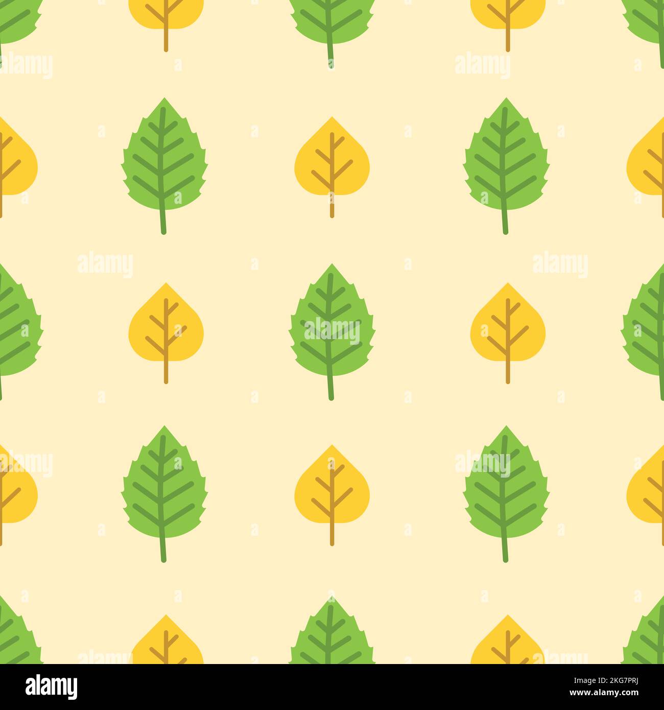Vector Green and Yellow autumn leaves repeat pattern background design ...