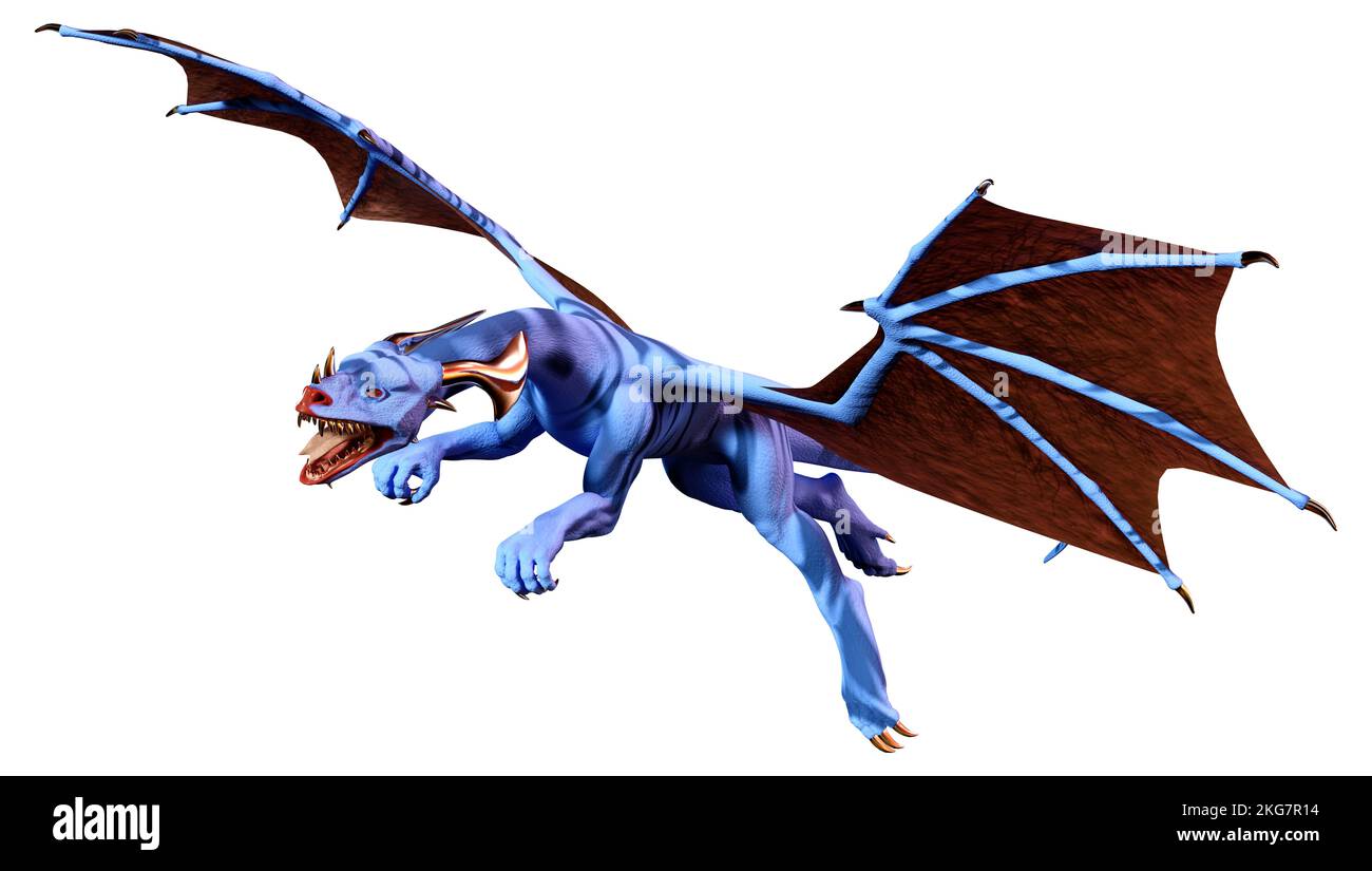 3D rendering of a fantasy dragon isolated on white background Stock ...