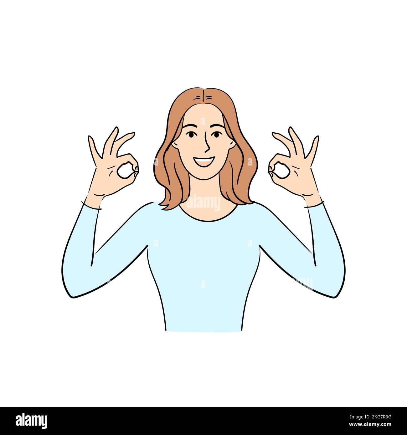 OK sign.Smiling young woman with mudra hands mediating and practice ...