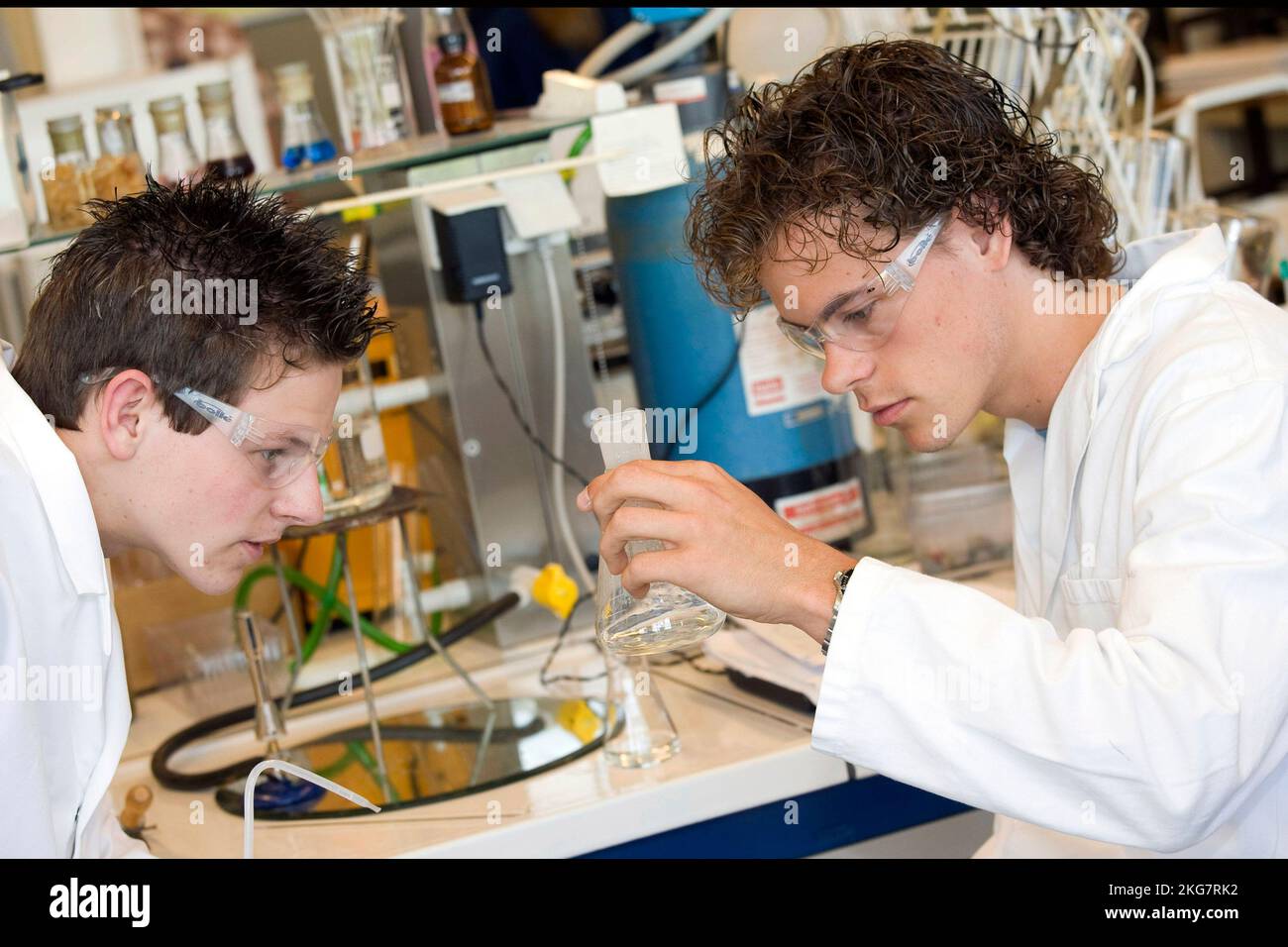 Students working in a chemistry classroom in a secondary school ...