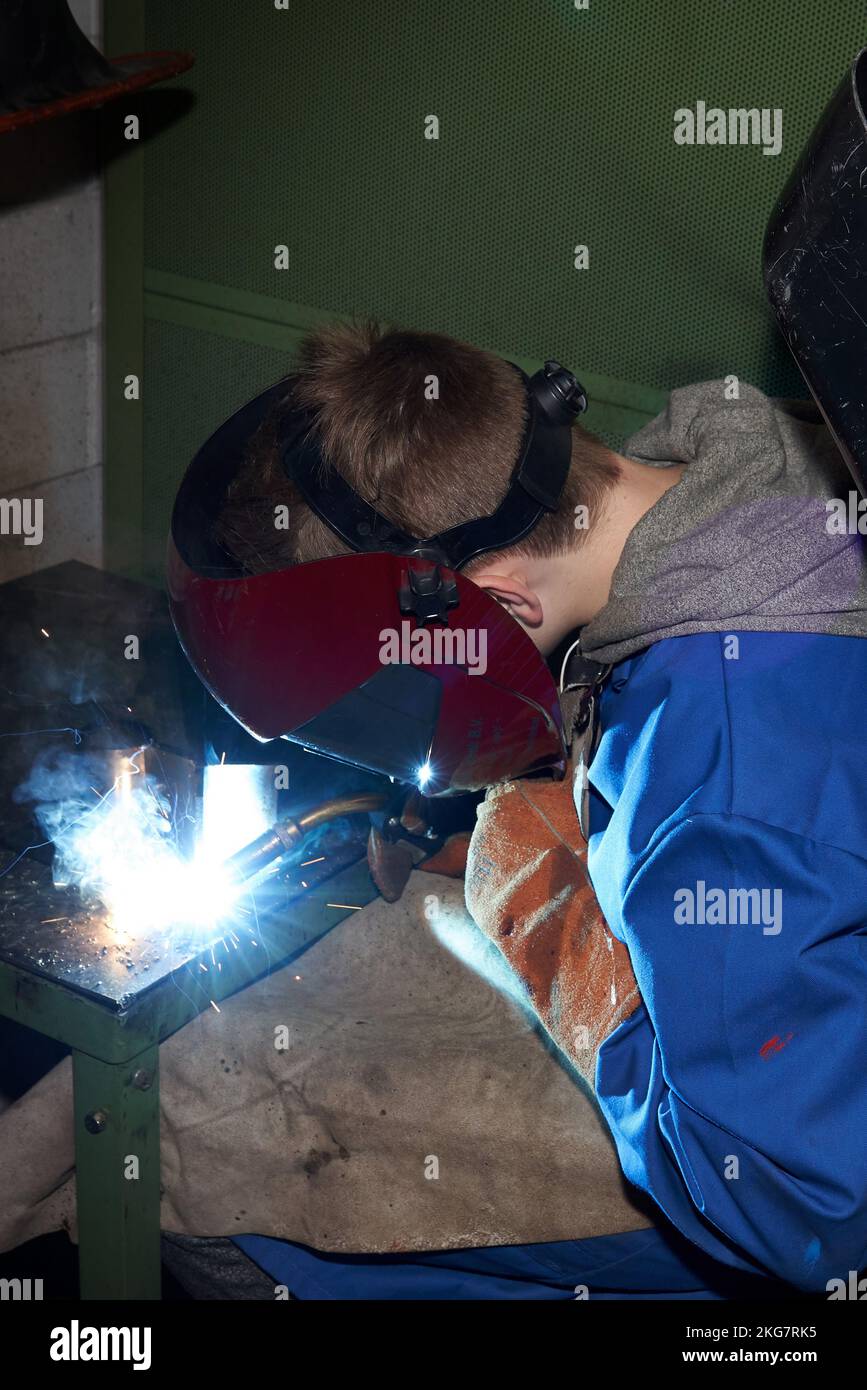 secondary school student is welding on school . 2018 holland ...