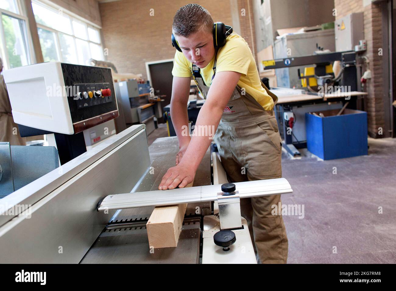 secondary school student woodworking machine in the workshop holland ...
