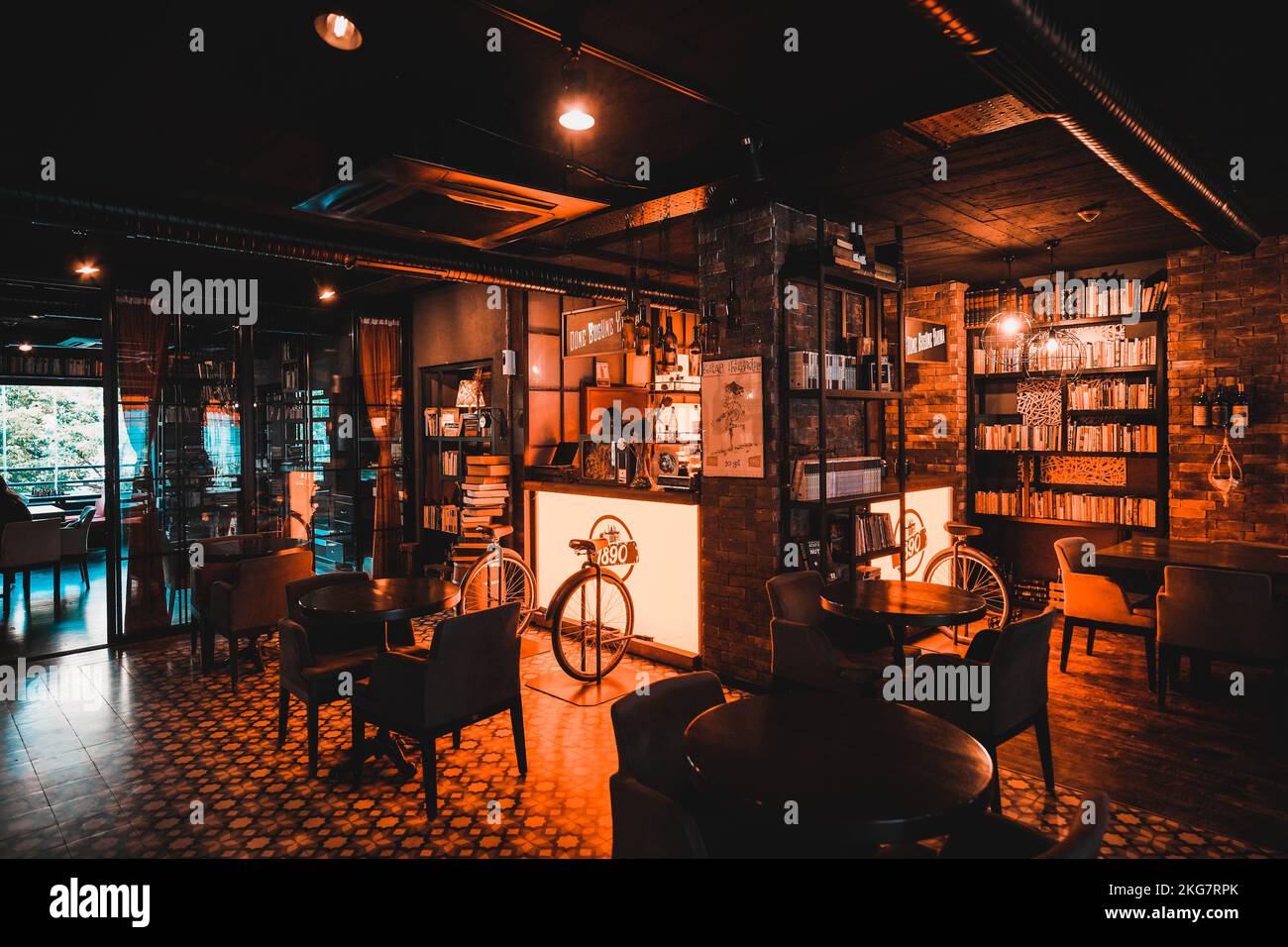 Books on shelves in restaurant and library Stock Photo - Alamy