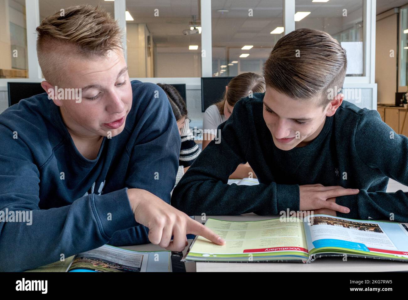 Students working in a classroom in a secondary school. Holland ...