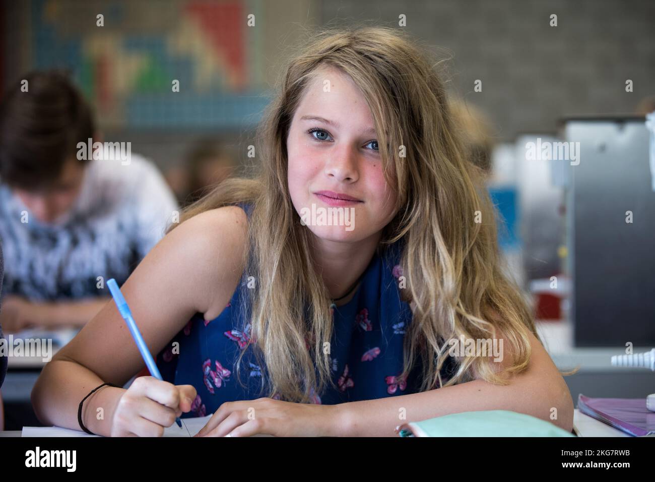 Student working in a classroom in a secondary school. Holland ...