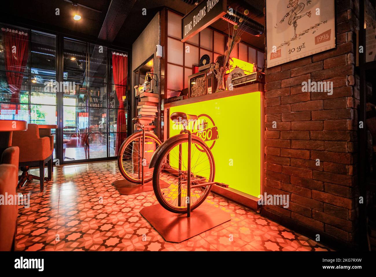 Bicycle accessory in the restaurant Stock Photo - Alamy