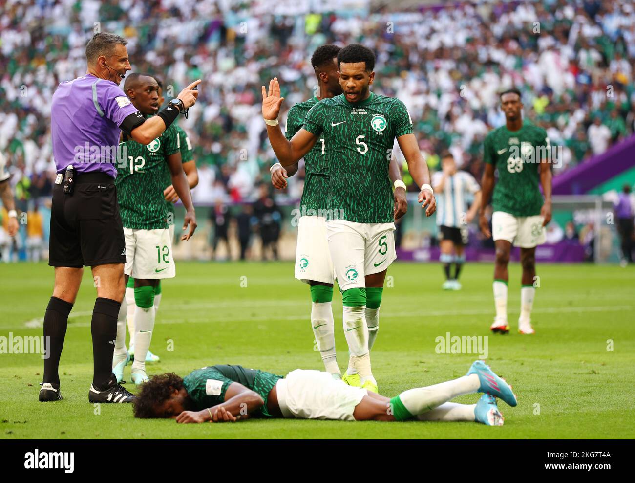 Doha, Qatar. 22nd Nov, 2022. Yasser Alshahrani of Saudi Arabia lies ...
