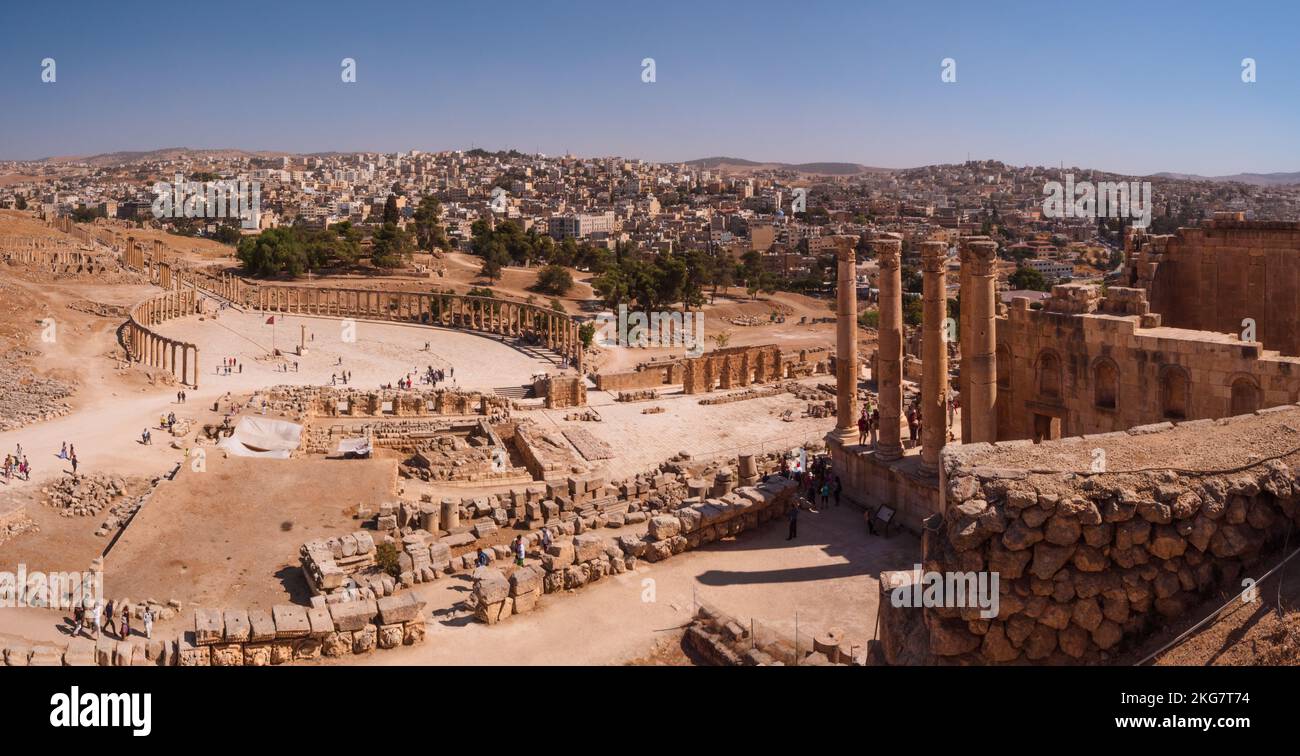 Scenic aerial view of ruins of old city, details of famous historical ...