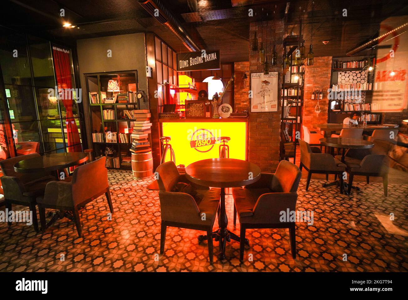 Books on shelves in restaurant and library Stock Photo - Alamy