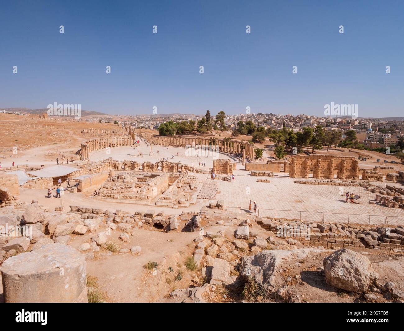 Scenic aerial view of ruins of old city, details of famous historical ...
