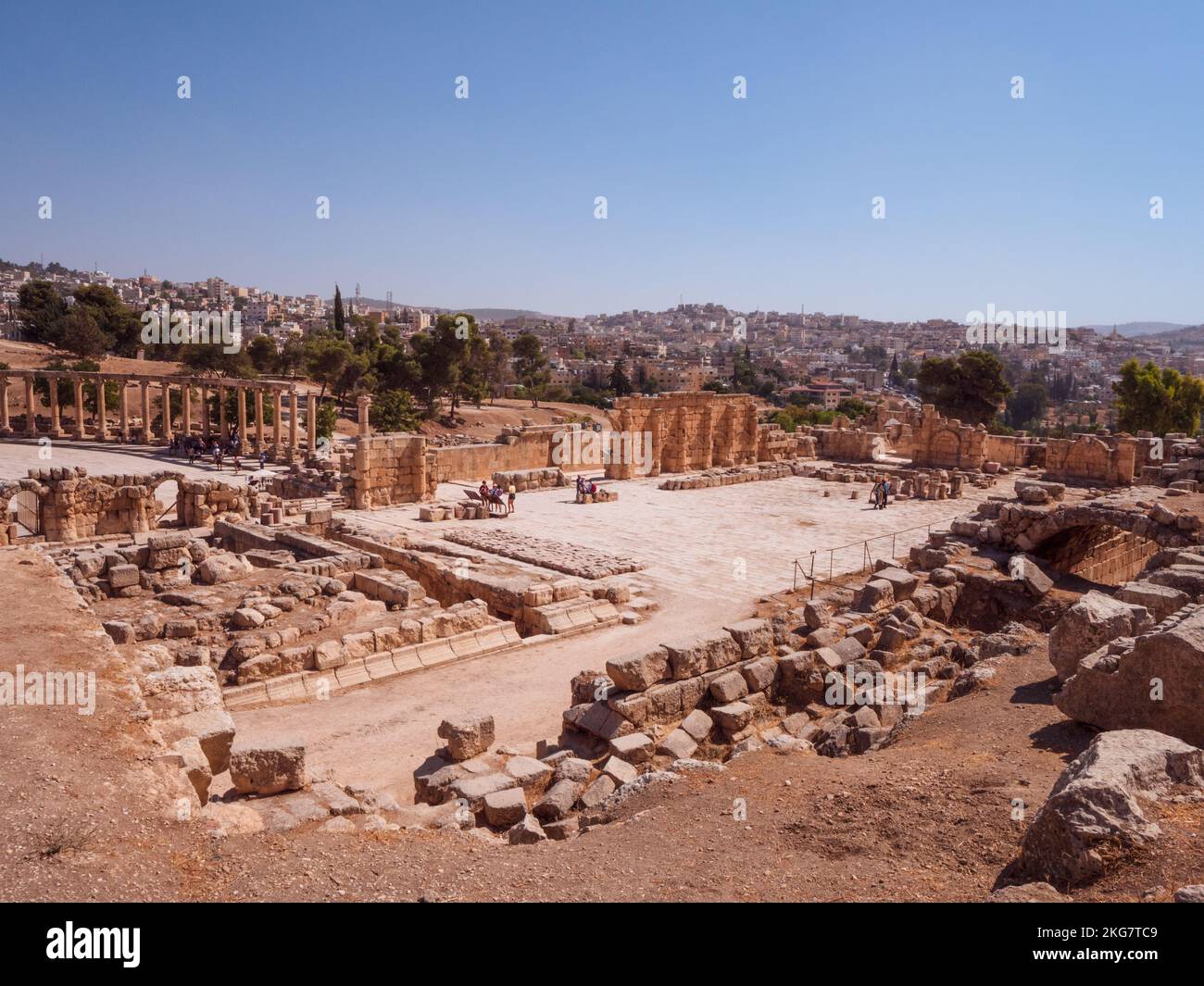 Scenic aerial view of ruins of old city, details of famous historical ...