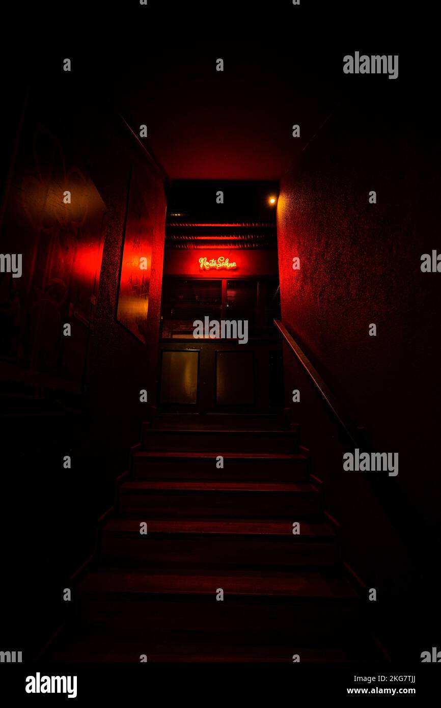 Stairs leading to the concert area inside the pub Stock Photo - Alamy