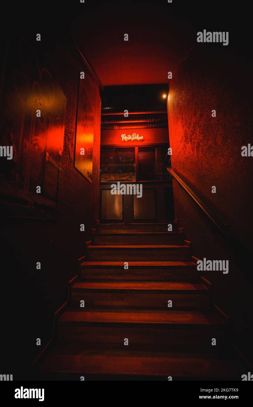 Stairs leading to the concert area inside the pub Stock Photo - Alamy