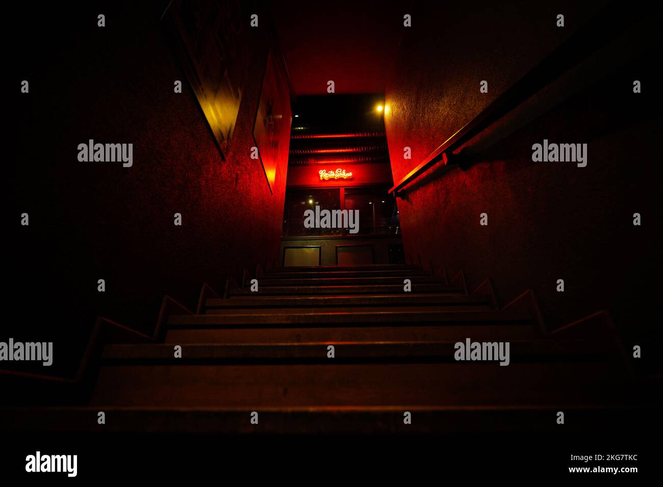 Stairs leading to the concert area inside the pub Stock Photo - Alamy