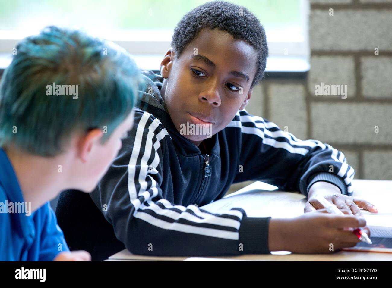 Students working in a classroom in a secondary school. Holland ...