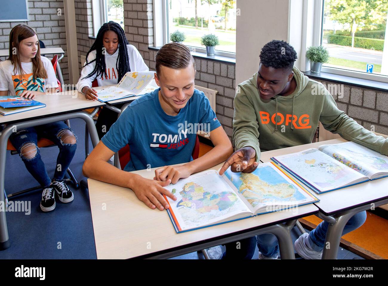 Students working in a classroom in a secondary school. Holland ...