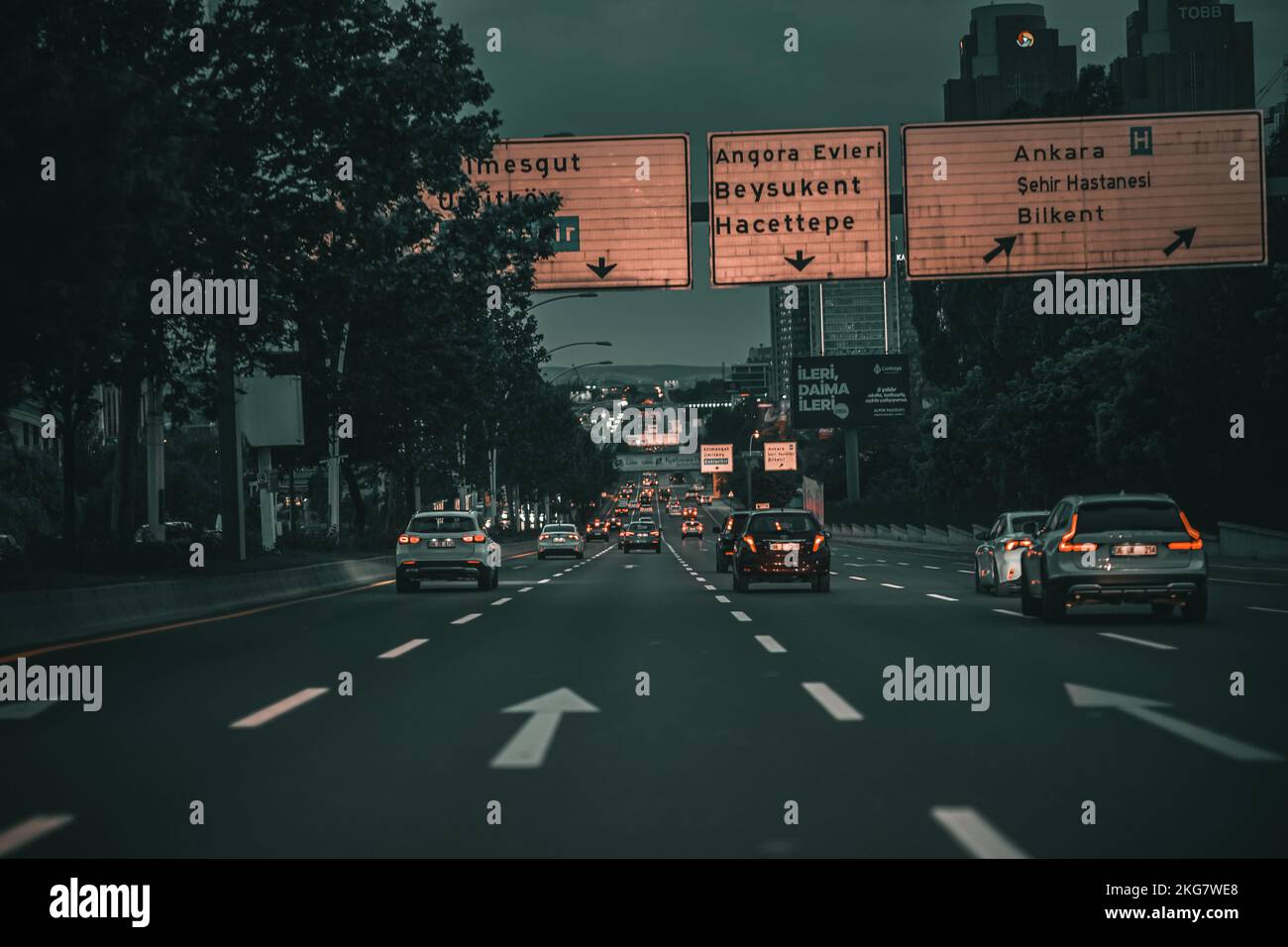 Evening city and highway Stock Photo - Alamy