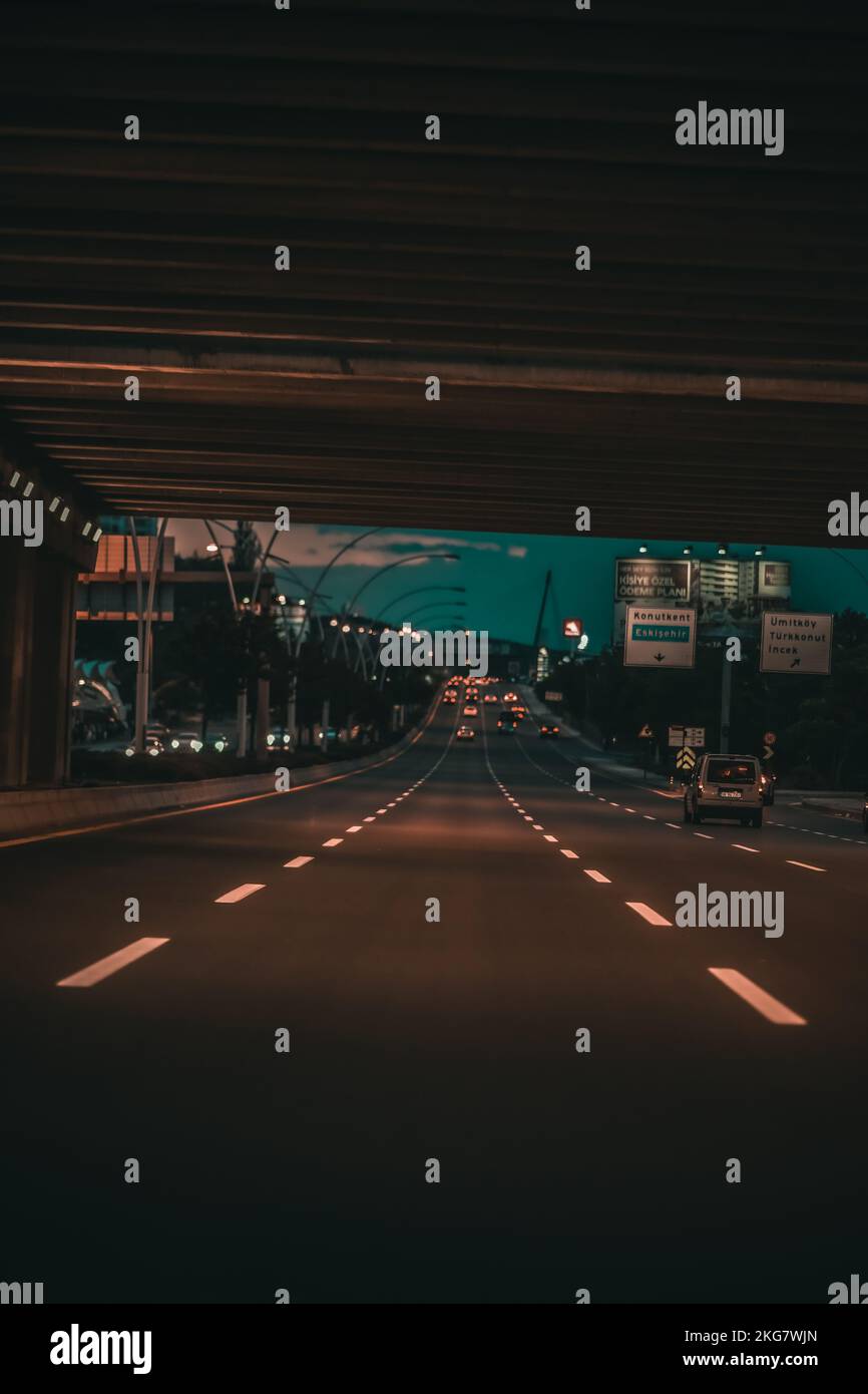Evening city and highway Stock Photo - Alamy