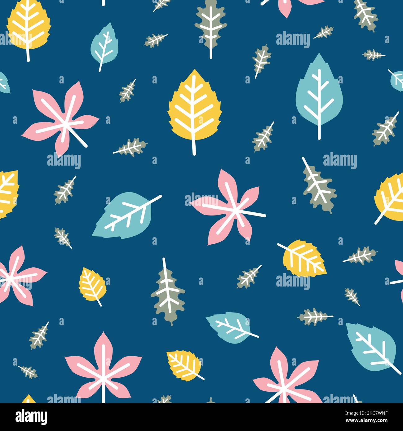 Vector Pastel autumn leaves repeat pattern background design Stock ...