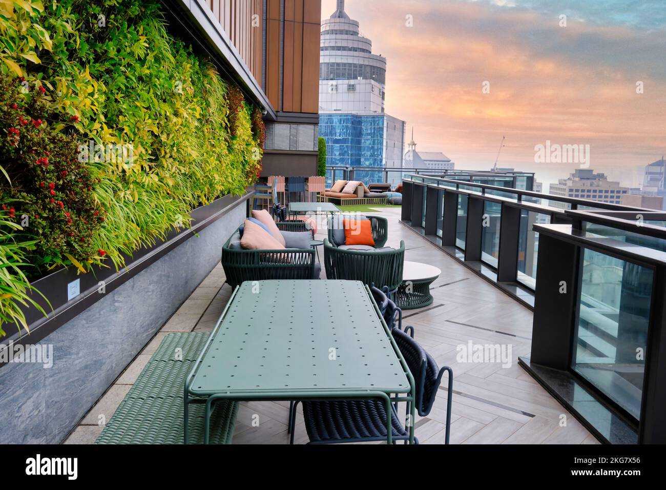 A fancy Furniture on the rooftop patio of the hotel Stock Photo - Alamy