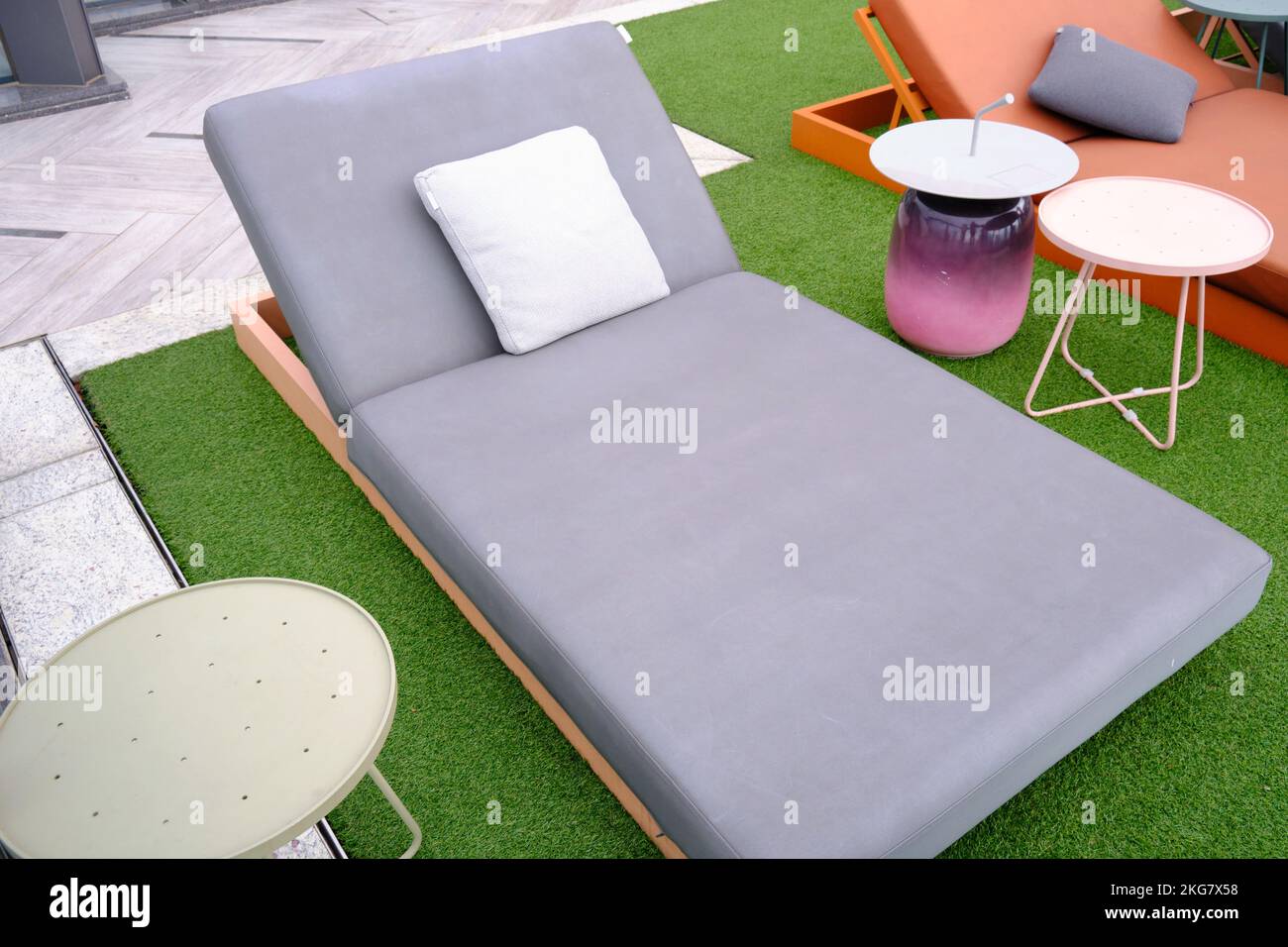A fancy Furniture on the rooftop patio of the hotel Stock Photo - Alamy