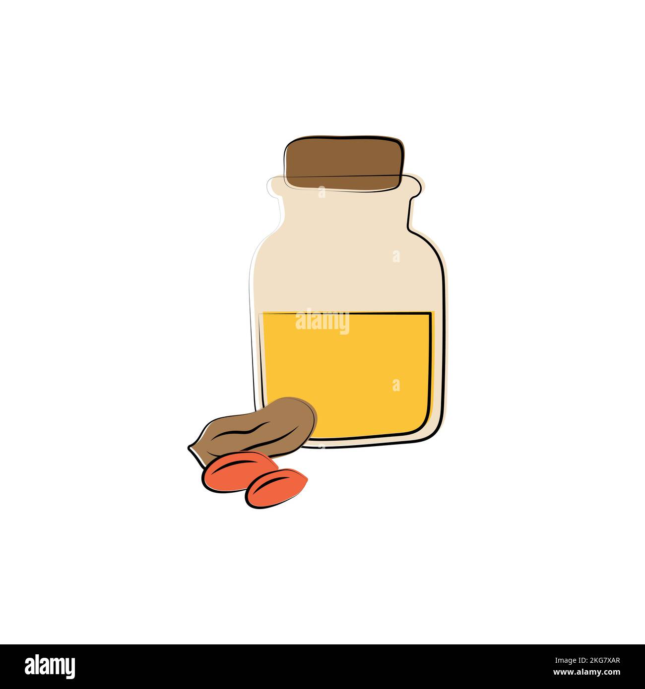 Peanut oil icon sign. Groundnut oil bottle icon. Vector cartoon hand ...