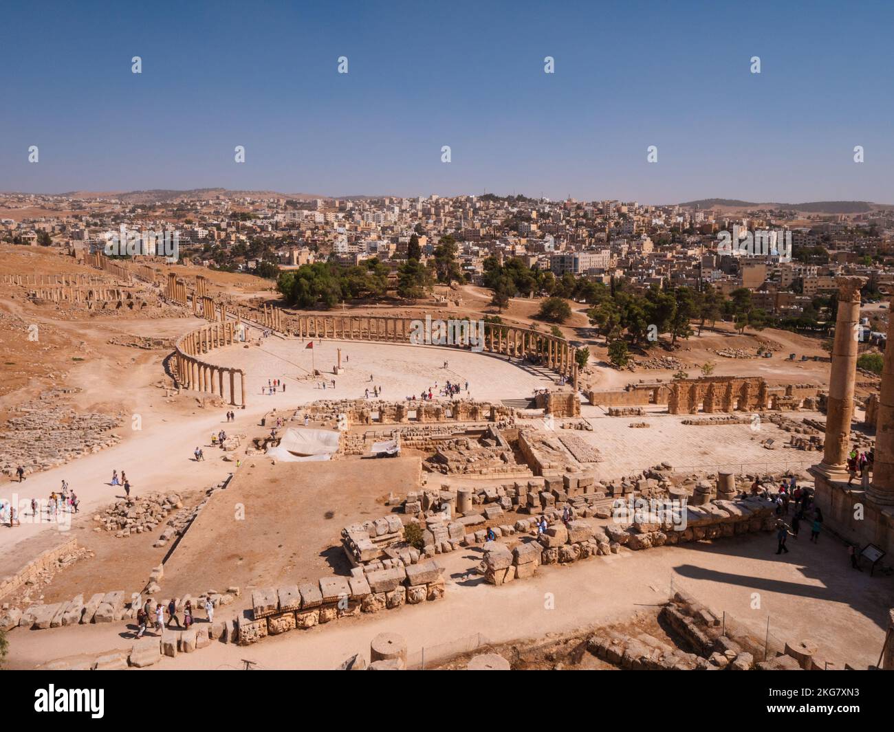 Scenic aerial view of ruins of old city, details of famous historical ...