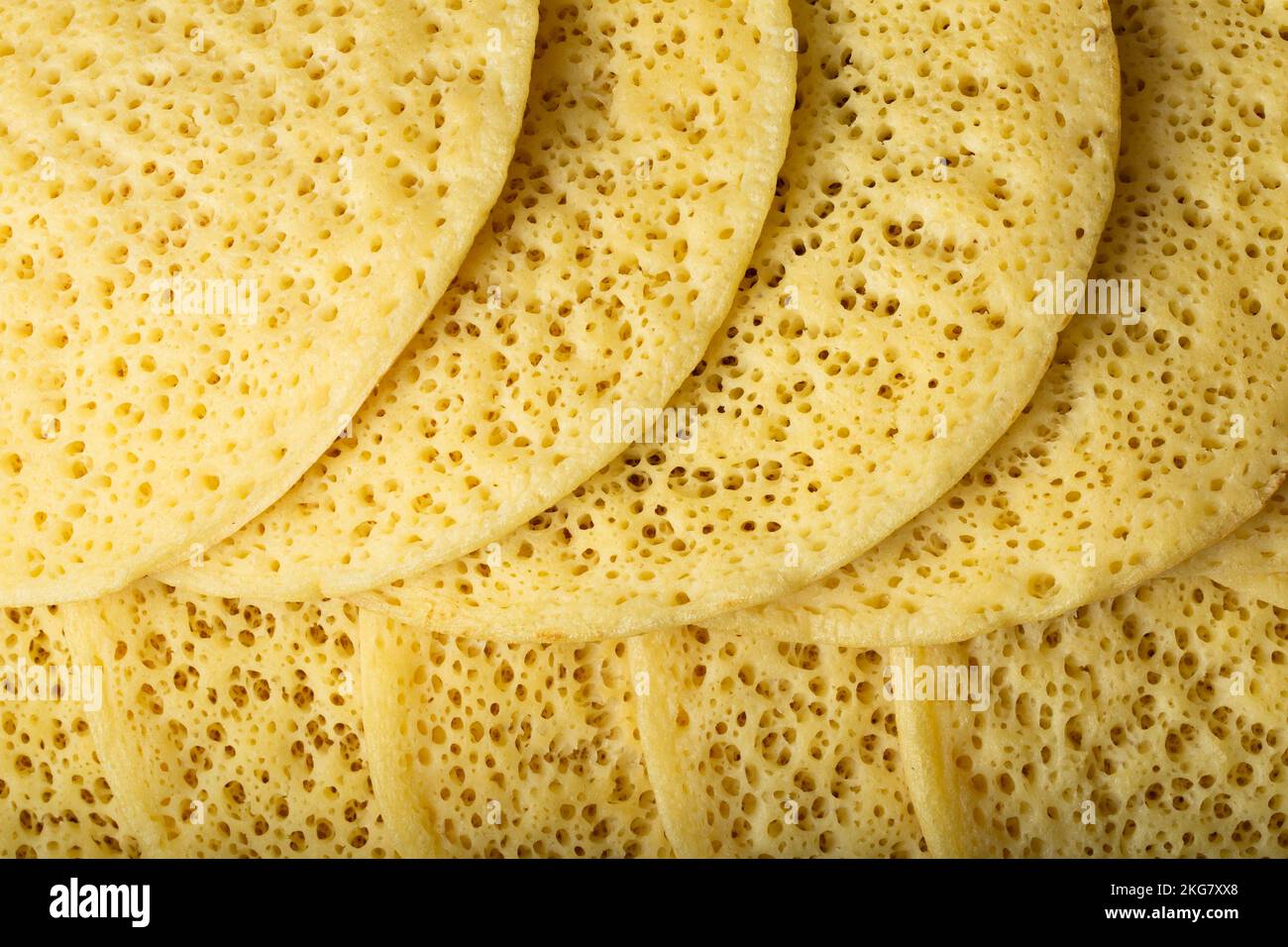 Top view shot of a moroccan pancake Baghrir, Homemade traditional ...