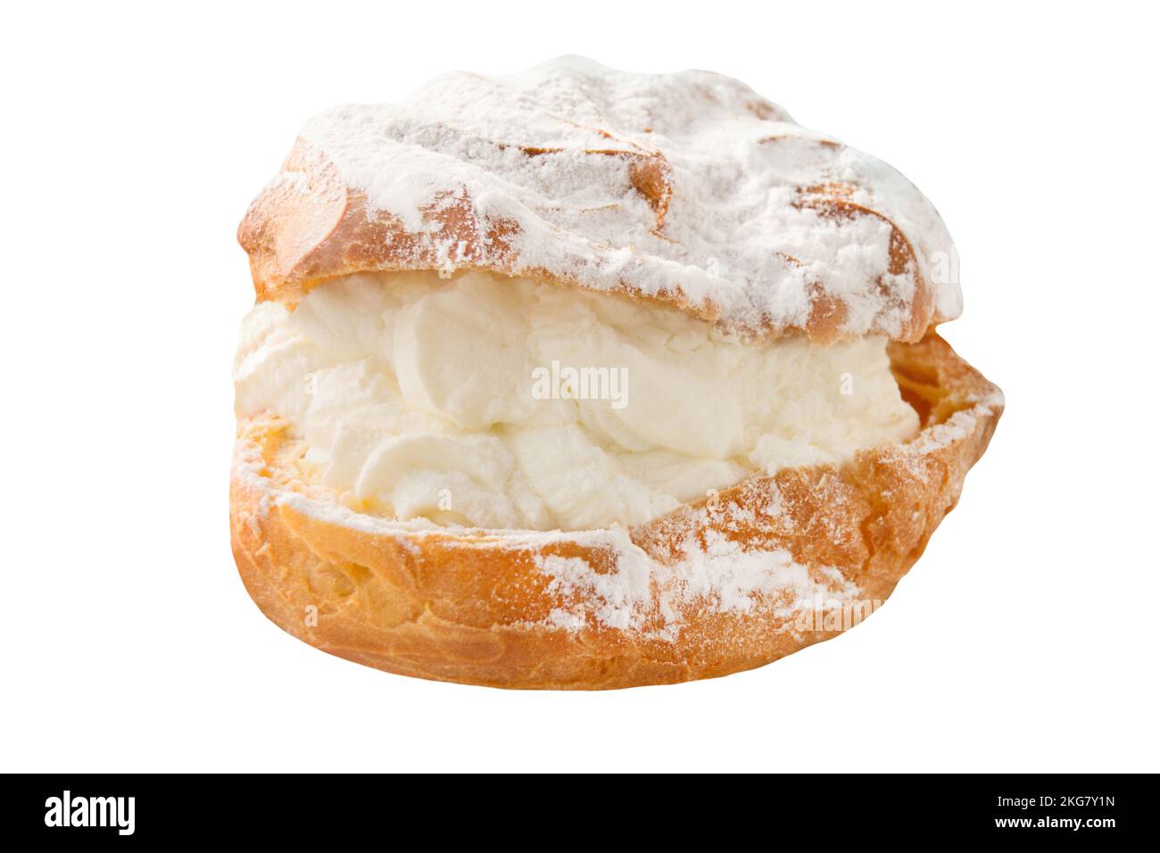 Choux pastry cake with cream isolated on white background Stock Photo ...