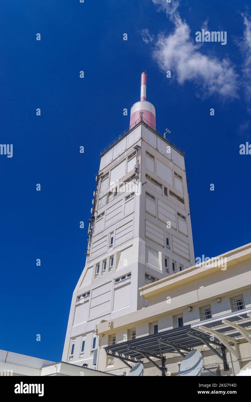 Telecommunication tower on the top of the Mont Ventoux. It is the ...