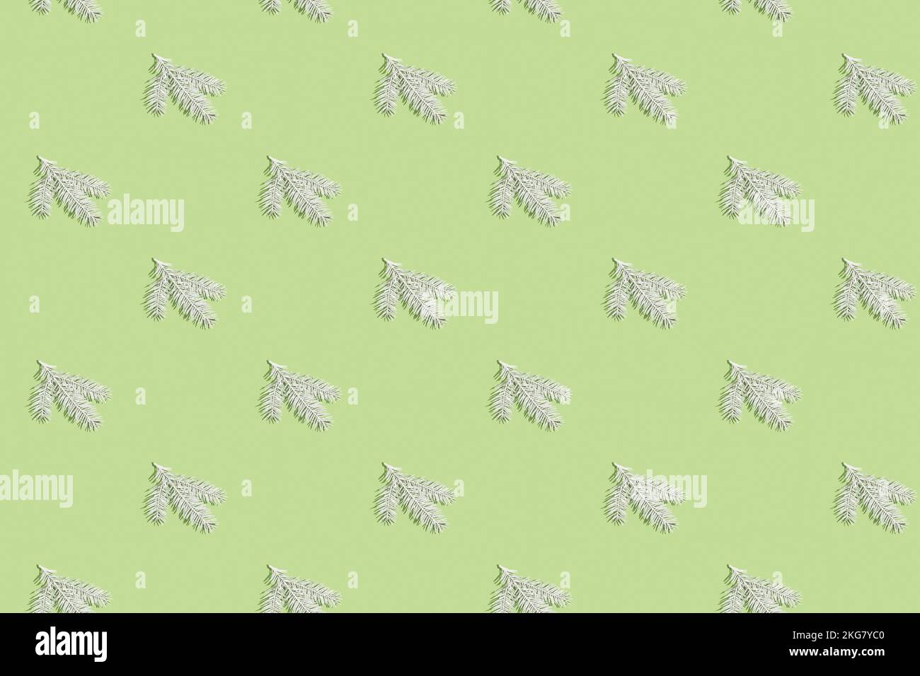 Seamless texture Christmas pattern. Spruce frozen branch. Mint green ...