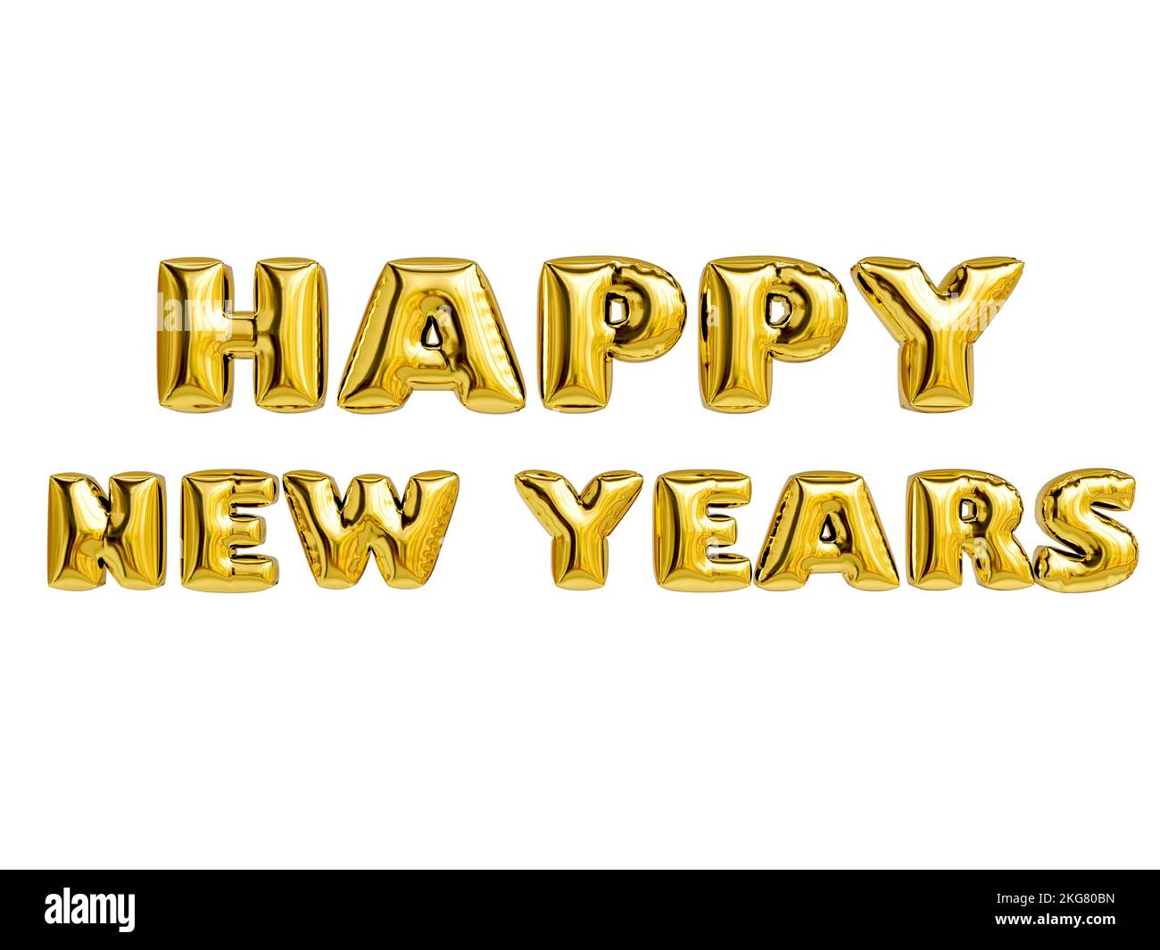 Happy New Year gold text , golden foil balloons typography, 3d ...
