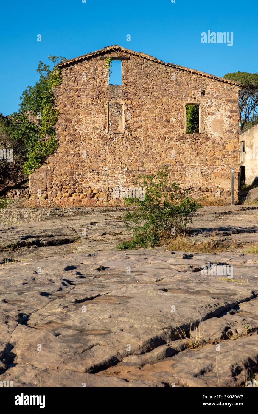 Aille river,iron red bridge and ruined sawmill, in "plaine des Maures ...