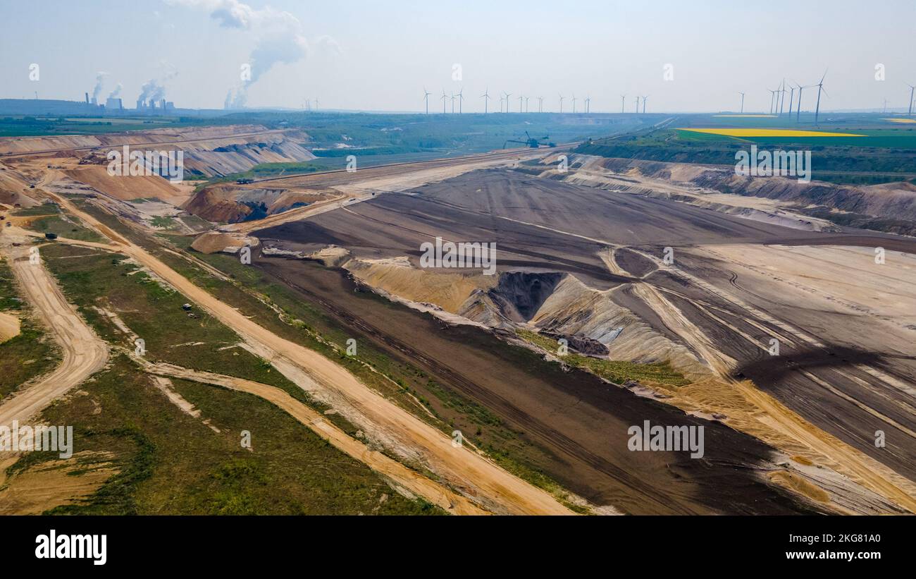 Bucket-wheel excavator in brown coal mining area Garzweiler, North ...